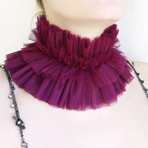 Tulle Collar in Renaissance Tudor Style Ruff Collar in Mulberry Purple ...