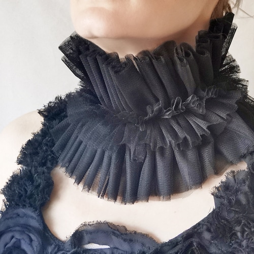 Renaissance Queen High Neck Tulle Collar in Black Shakespeare - Etsy