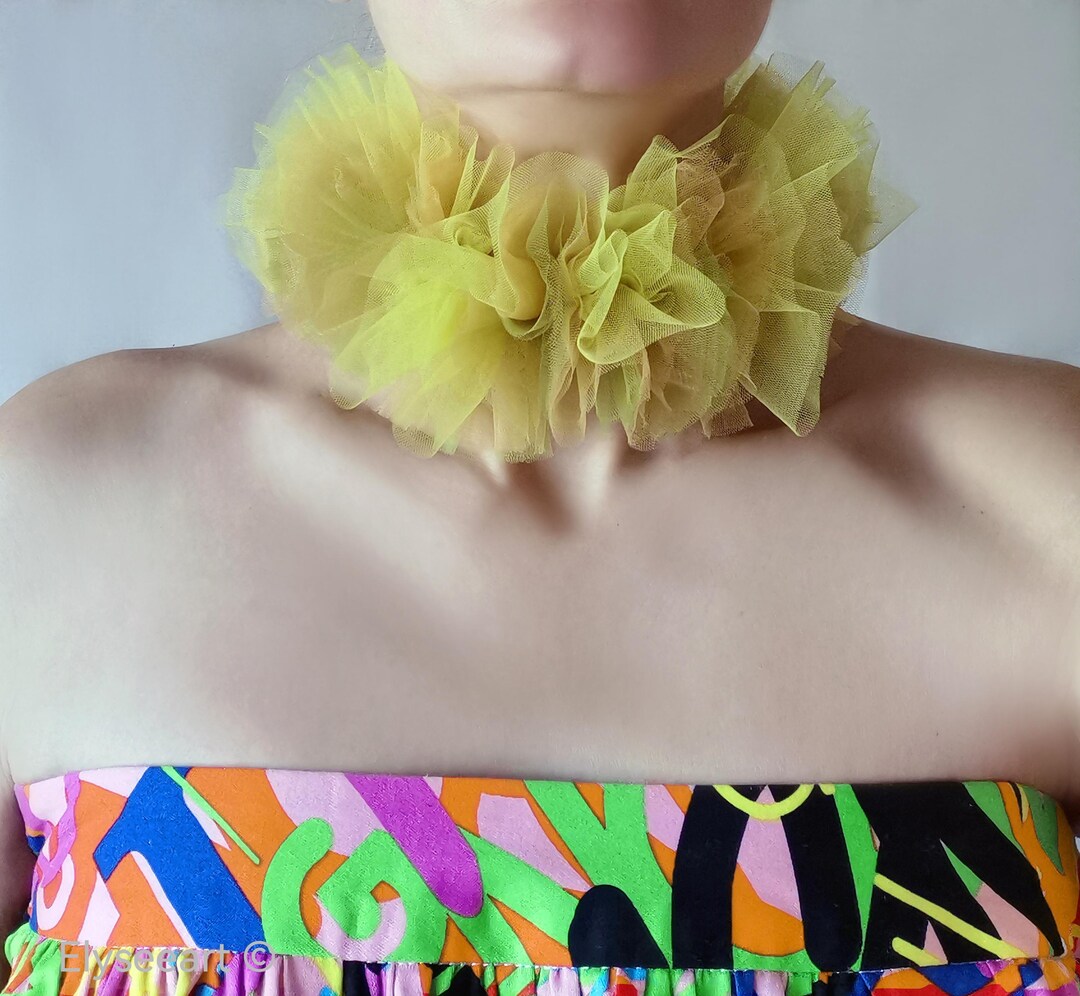Fluffy Clown Tulle Collar in Lime Green Pistachio Neck Ruff Circus ...
