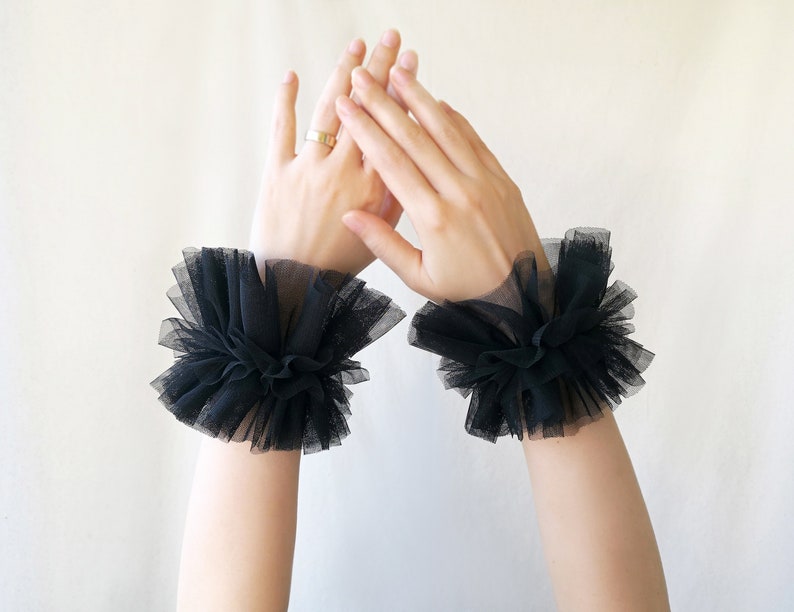 Renaissance Circus Clown Black Tulle Ruffle Cuffs Renaissance - Etsy