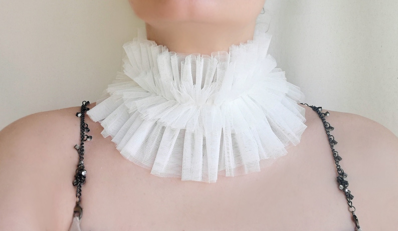 Renaissance Elizabethan ivory white tulle ruffle collar Neck | Etsy