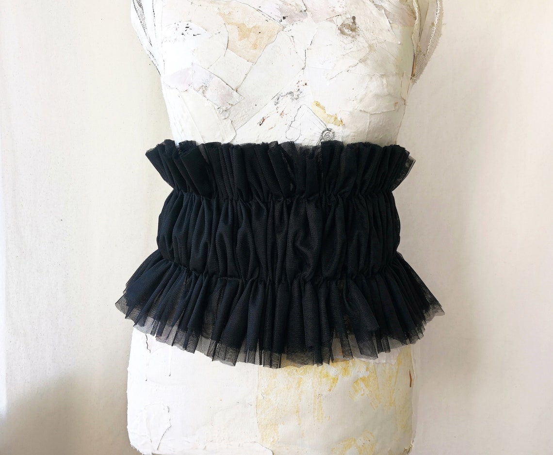 Multipurpose Black Tulle Ruffle Bolero Wide Sash - Etsy