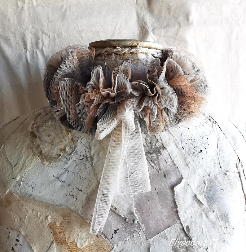 Clown Tulle Ruff Collar Necklace Layered Neck Ruff Neutral Earthy ...