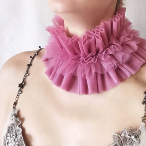 Vintage Pink Tulle Clown Ruffle Collar in Layers, Unique Costume Neck ...