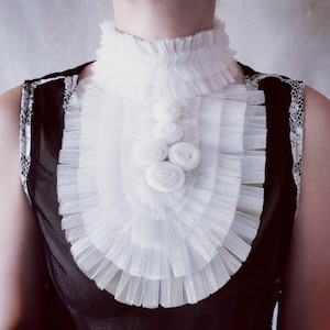 Tulle Ruffle Jabot in Ivory White Bride Jabot Roses Victorian Wedding ...