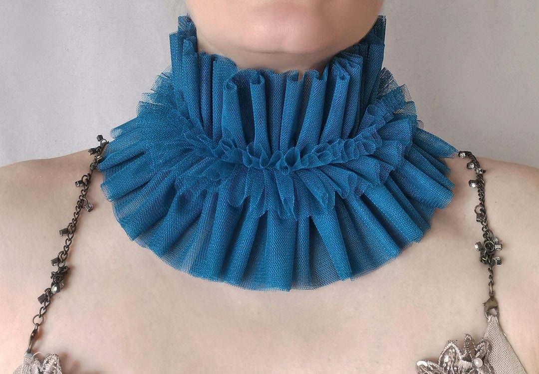 Collar Ruffle Tulle Clown Costume Blue Teal High Collar Circus ...