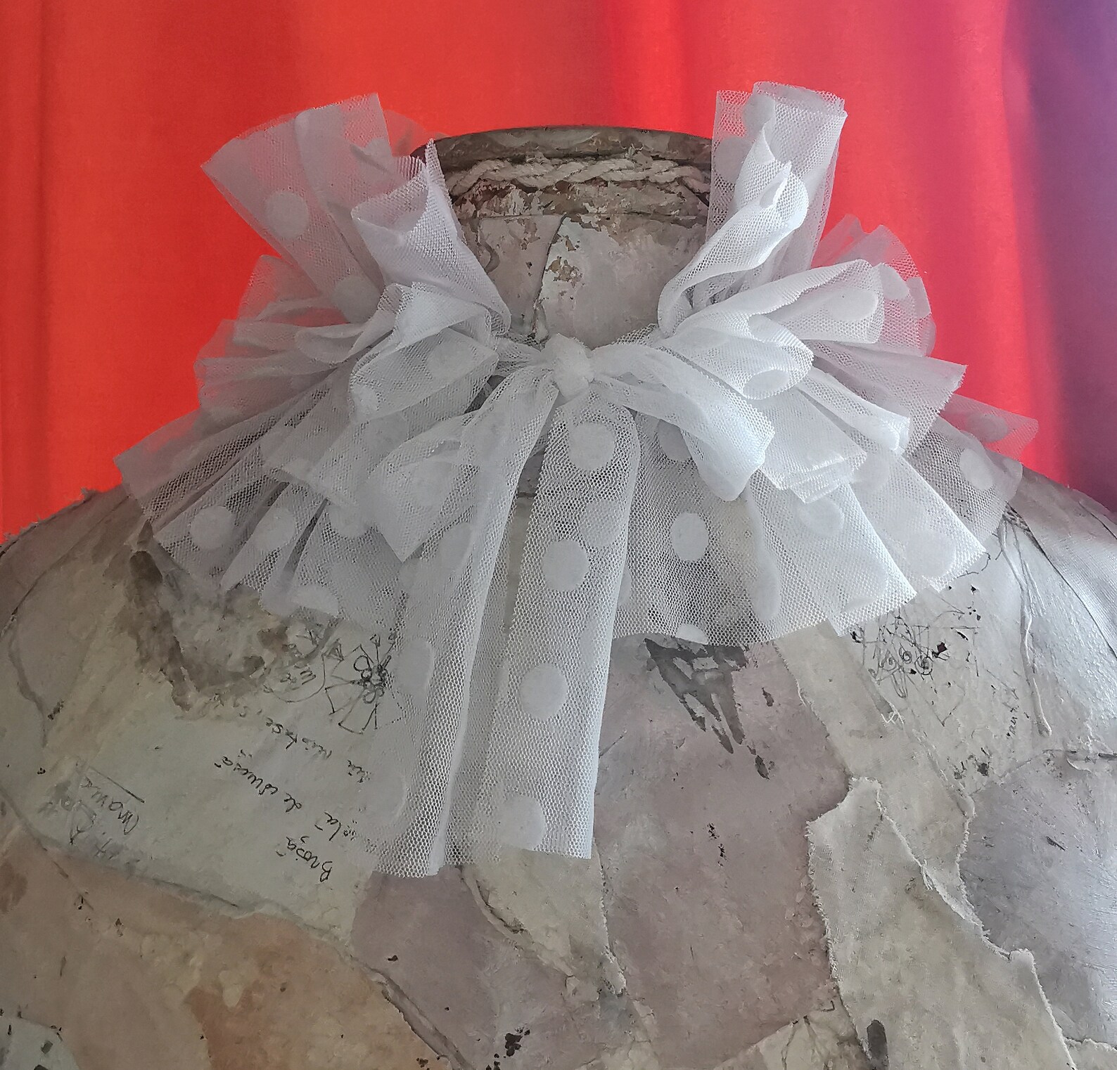 Ruffle Collar Polka Dot Tulle in Ivory White Ballerina Collar Dot Neck ...