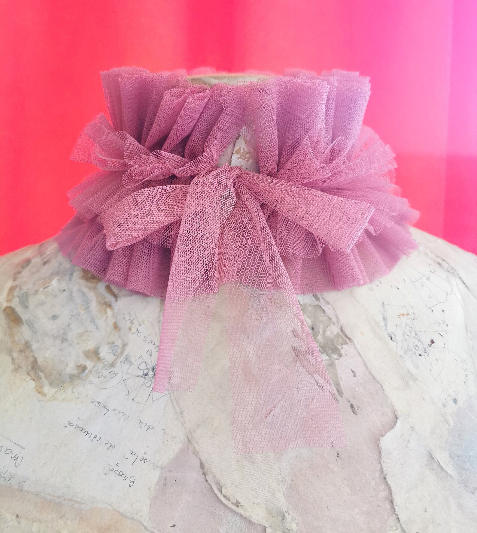 Vintage Pink Tulle Clown Ruffle Collar in Layers, Unique Costume Neck ...