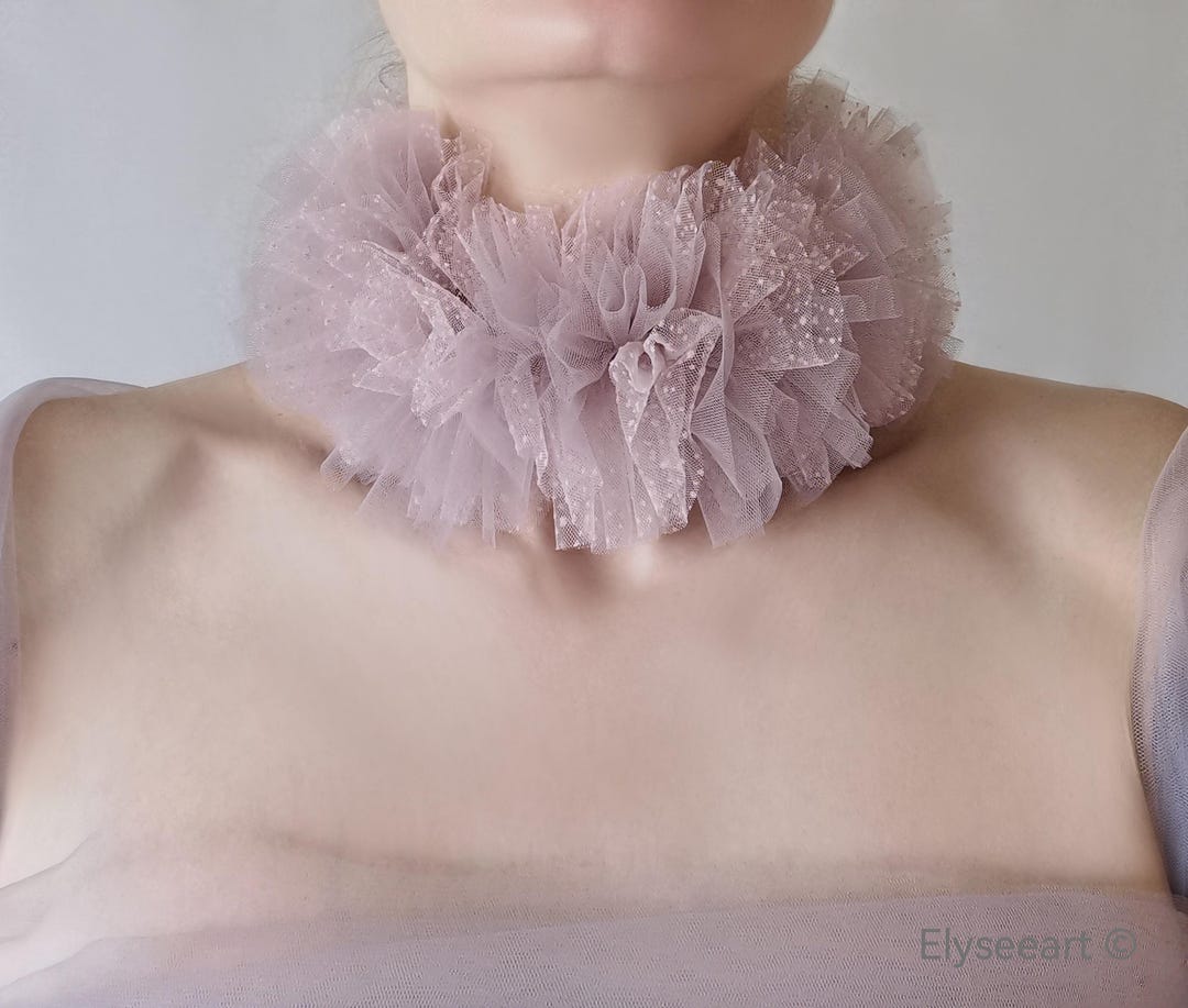 Fluffy Tulle Collar Dusty Pink Ballerina Cosplay Dancer Ruffle Collar ...