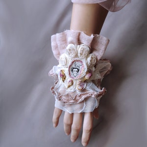 Ruffle Lace Wrist Cuff in Ivory and Pink Rococo Costume Marie ...