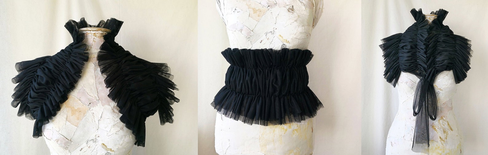 Multipurpose Black Tulle Ruffle Bolero Wide Sash - Etsy