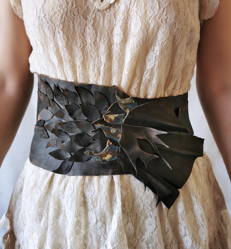 Brown Leather Leaf Sash Belt Whimsical Woodland Cincture Mori Girl ...
