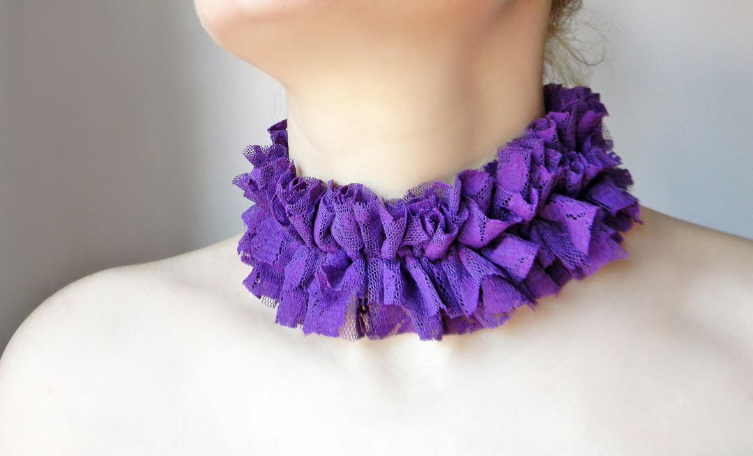 Ruffle Lace Collar Purple Neck Ruff Clown Party Costume Stage Prop ...