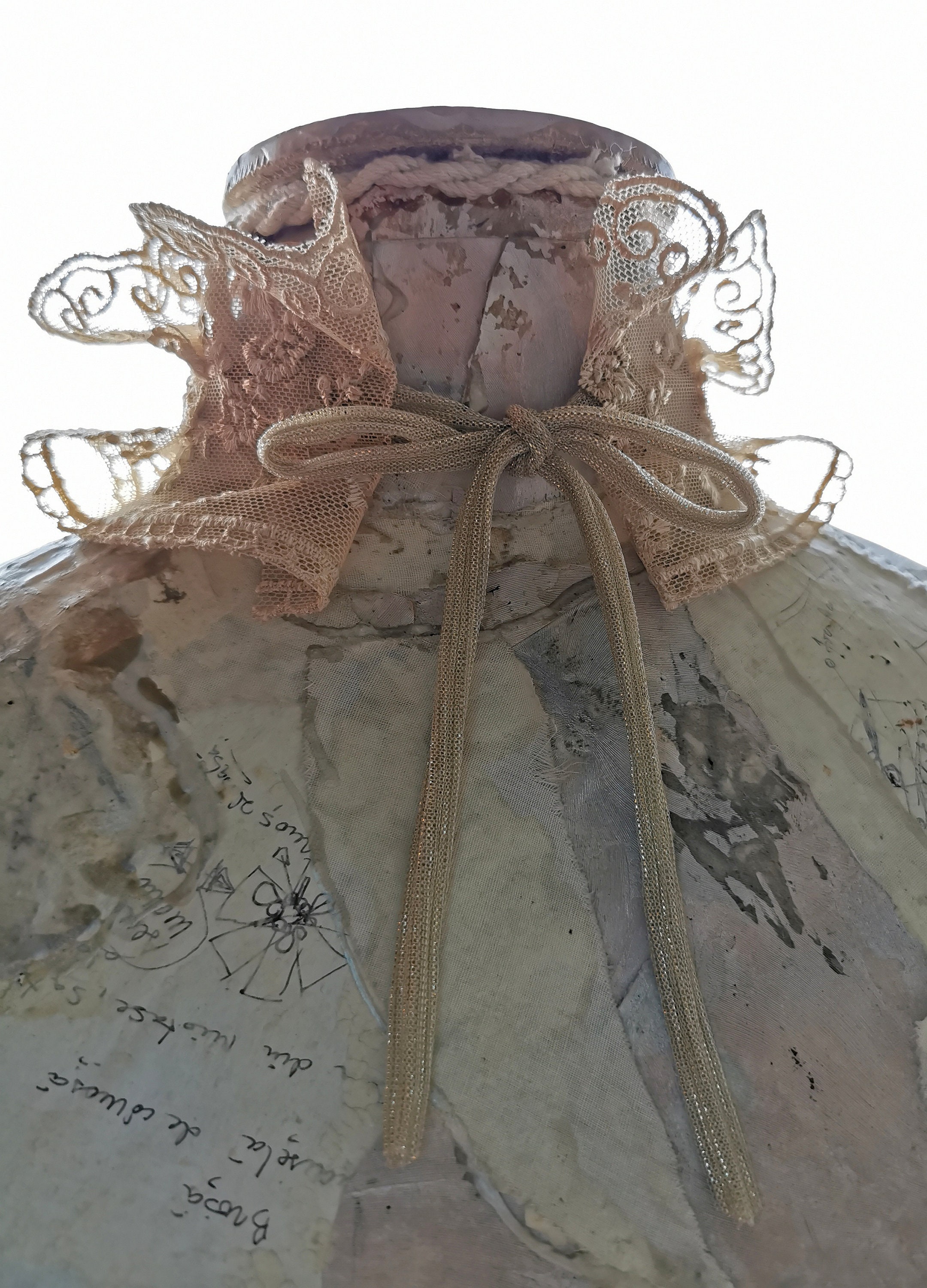 Fine Lace Ruffle Collar in Beige With Fabric Bead Flower Rococo Costume ...