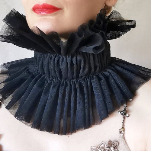 Black Ruffle High Collar Queen Collar Neck Ruff Collar - Etsy Canada