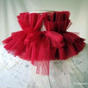 Red Tulle Ruff Collar Necklace Queen of Hearts Choker Edwardian Costume ...