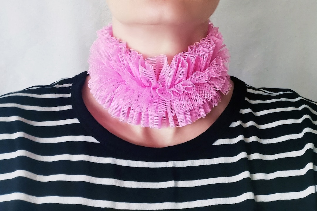 Harlequin Ruff Collar Pink Tulle Neck Ruff Clown Costume Circus Tulle ...