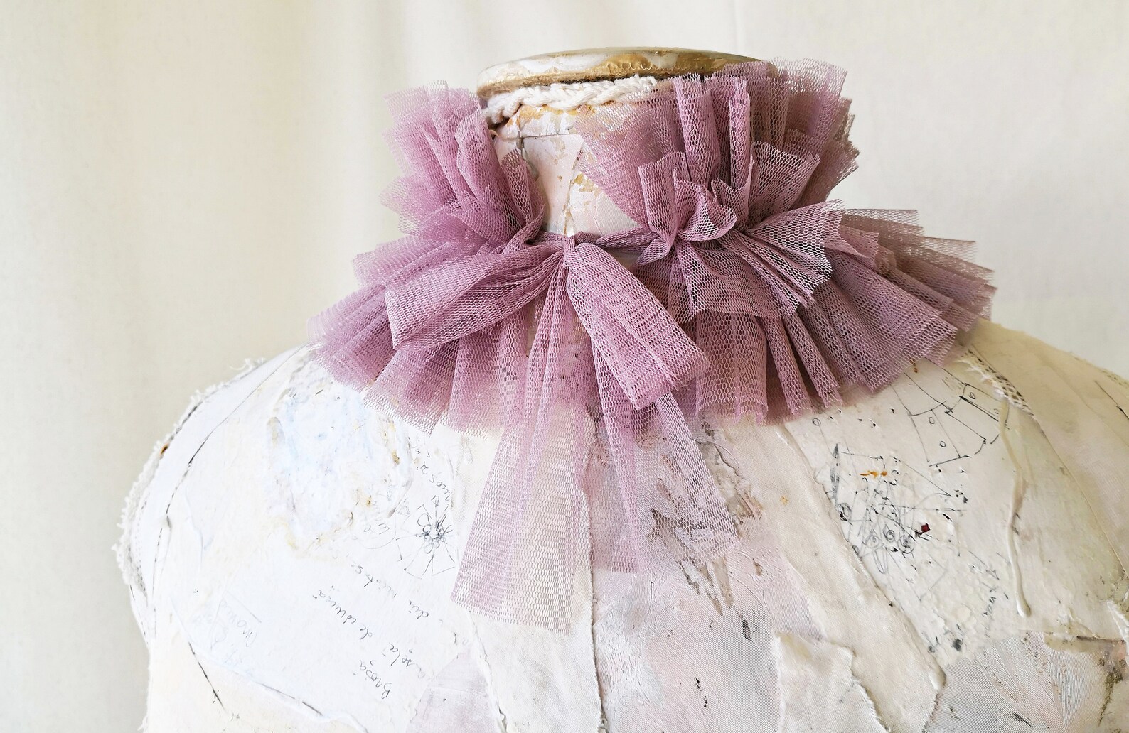Dusty Lilac Layered Ruffle Tulle Collar Elizabethan - Etsy