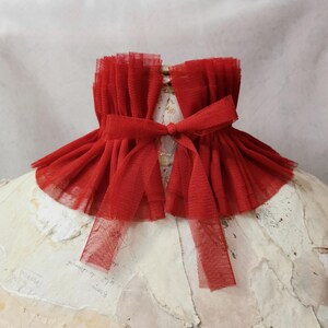 Red Tulle Roses Collar Queen of Hearts Ruff Collar Victorian Neck Ruff ...