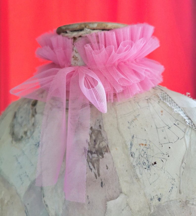 Harlequin Ruff Collar Pink Tulle Neck Ruff Clown Costume Circus Tulle ...