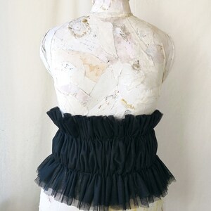 Multipurpose Black Tulle Ruffle Bolero - Wide Sash - Elizabethan ...