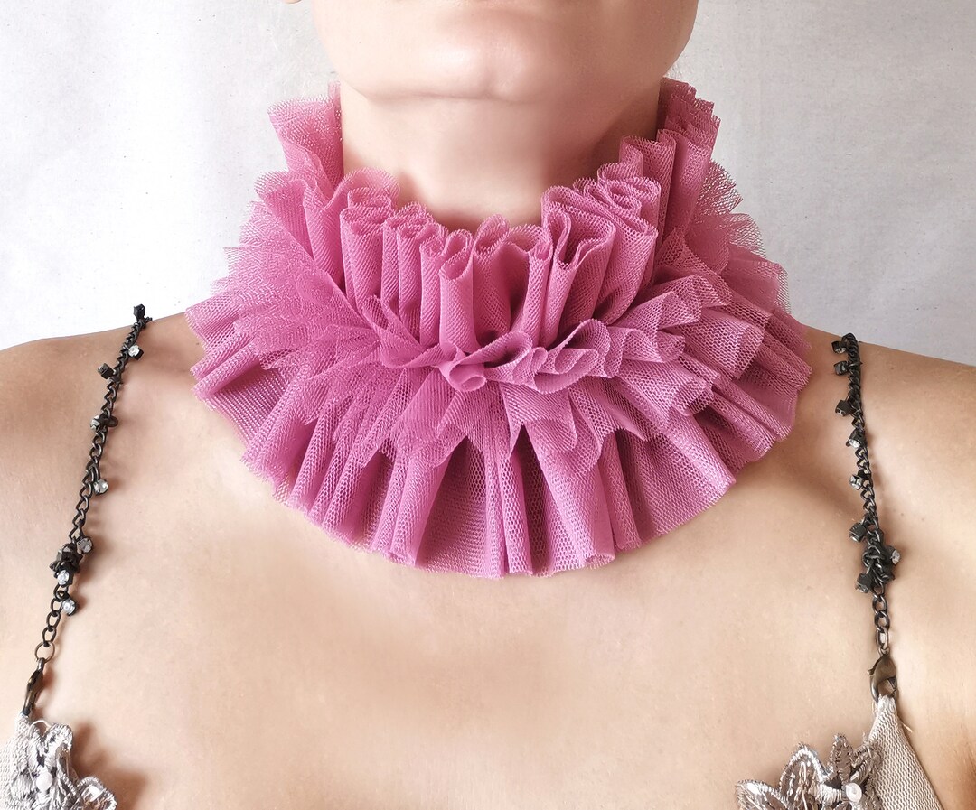 Vintage Pink Tulle Clown Ruffle Collar in Layers, Unique Costume Neck ...