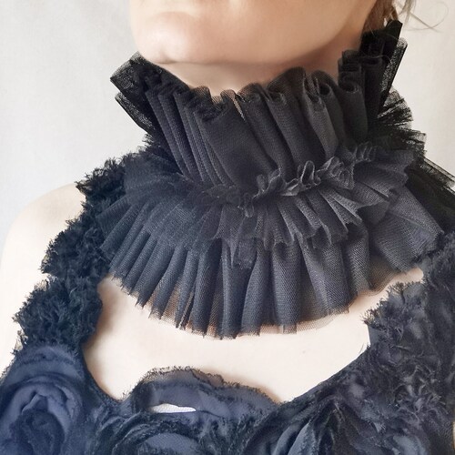 Renaissance Queen High Neck Tulle Collar in Black Shakespeare - Etsy