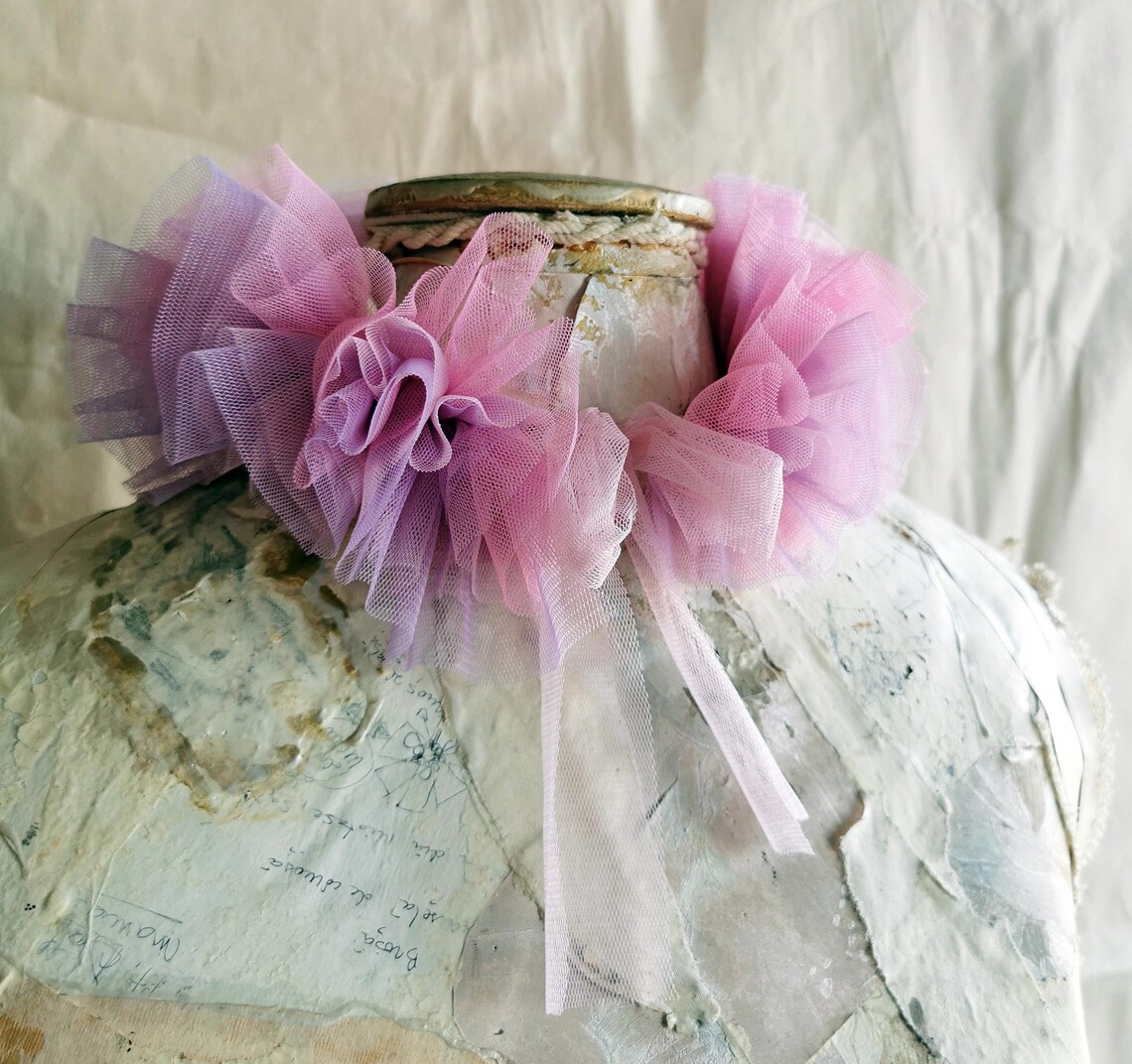 Clown Tulle Ruffle Collar Pink Jester Costume Circus Neck Ruff Puff ...