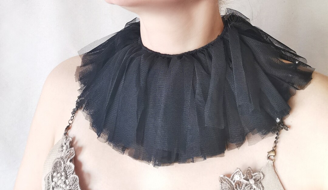 Collar Tutu Black Tulle Neck Cape Tattered Neck Accessory Black Swan ...