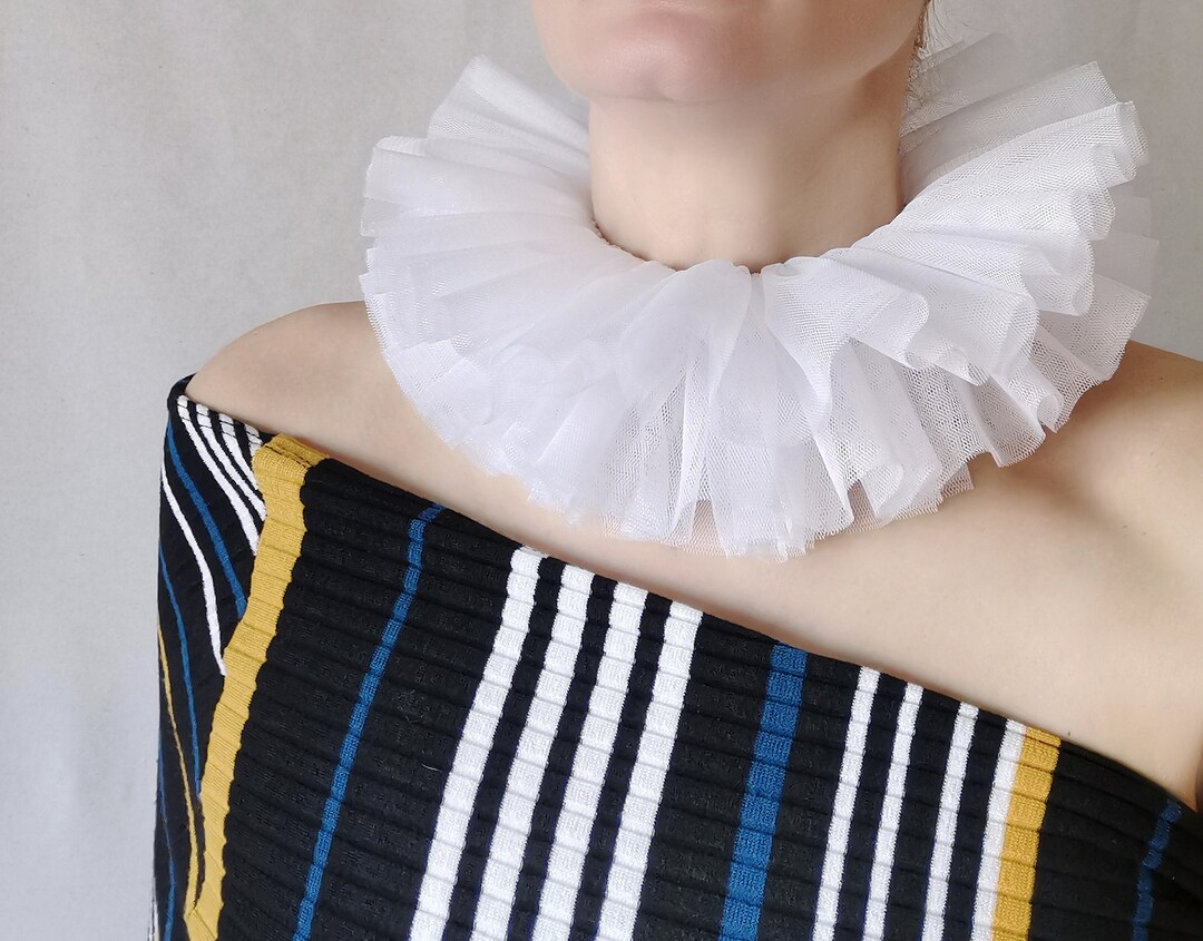 Collar Neck Ruff in White Tulle Renaissance Collar for Stage - Etsy