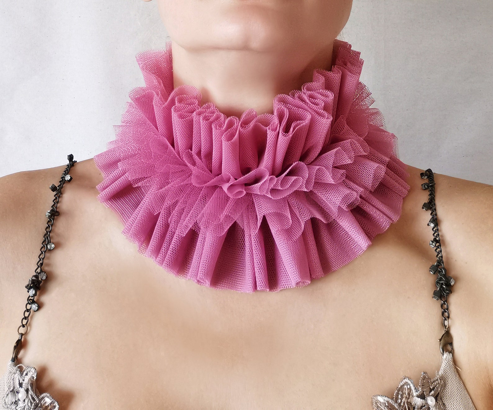 Vintage Pink Tulle Clown Ruffle Collar in Layers Unique - Etsy
