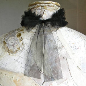 White Ivory Tulle Ruff Collar Choker Layered Choker Neck Collar Tulle ...