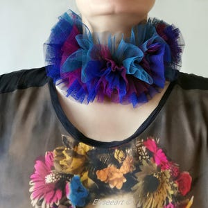Clown Tulle Ruffle Collar in Blue and Purple Jester Choker Birthday ...