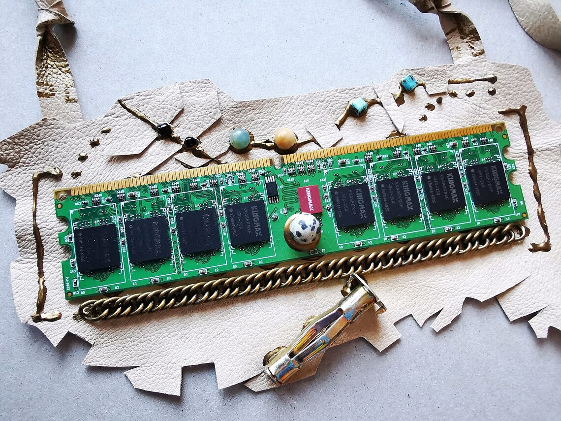 Wearable tech computer necklace with bronze chain and real | Etsy