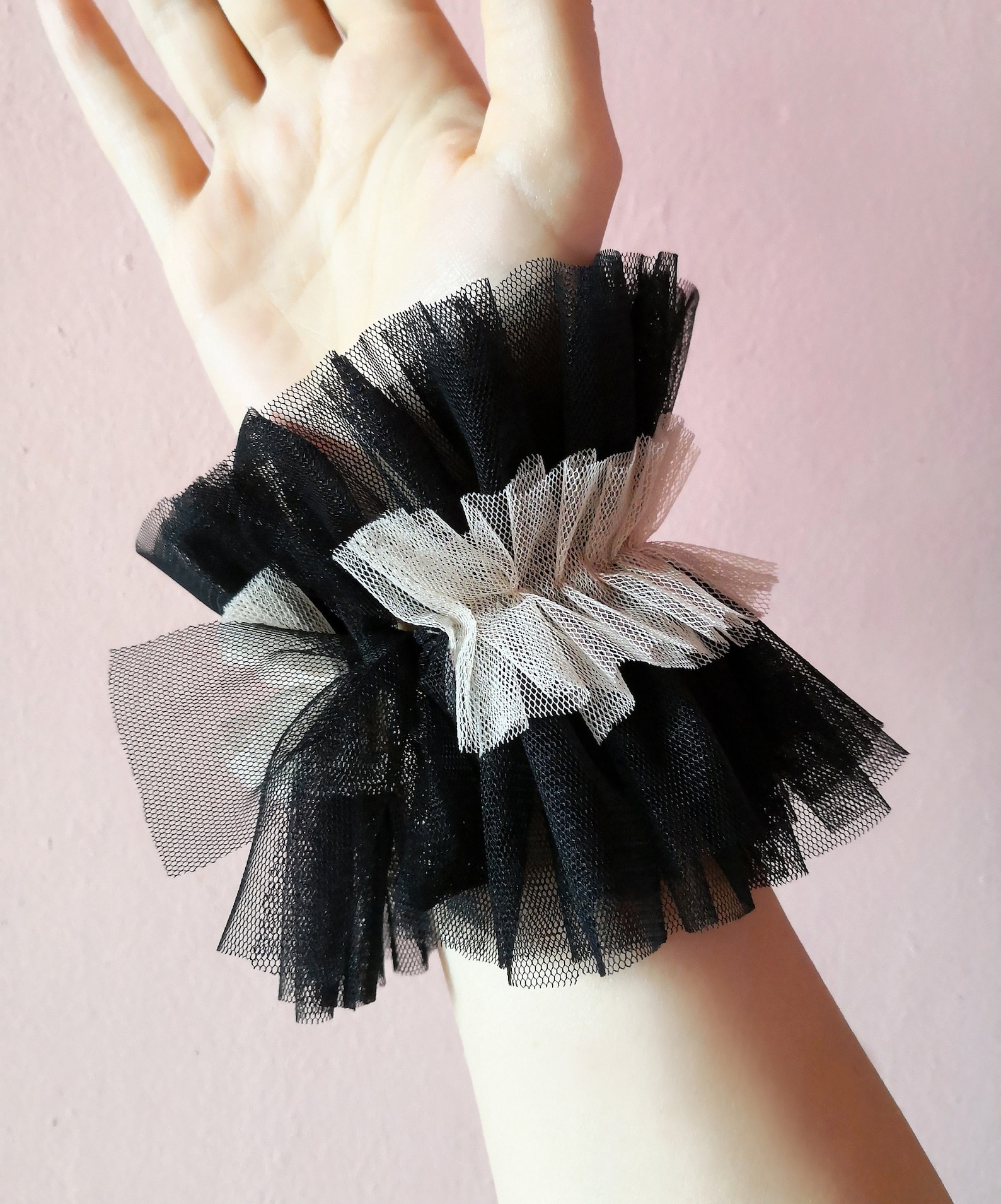 Renaissance Circus Clown Black Tulle Ruffle Cuffs Renaissance - Etsy