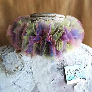 Jester Ruffle Tulle Collar Rainbow Clown Neck Ruff Choker Puffy ...