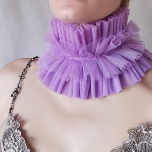 Lavander Tulle Collar, Shakespeare Neck Ruffle in Lilac, Renaissance ...