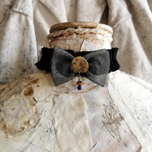 Bow Crystal Choker Rococo 18th Century Collar Black Tulle Ruffle ...