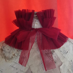 Garnet Collar Tulle Ruffle Clown Costume Renaissance Queen Collar in ...