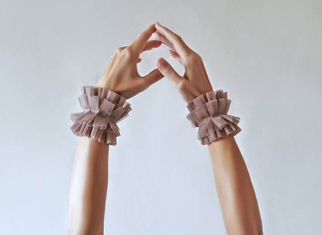 Tulle Ruffle Cuffs Bracelets in Taupe Brown Tutu Arm Cuffs Ballet ...