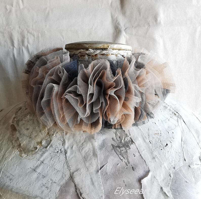 Clown Tulle Ruff Collar Necklace Layered Neck Ruff Neutral Earthy ...
