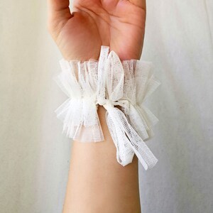 Ivory White Tulle Ruffle Wrist Cuffs for Brides, Wedding Bridal ...