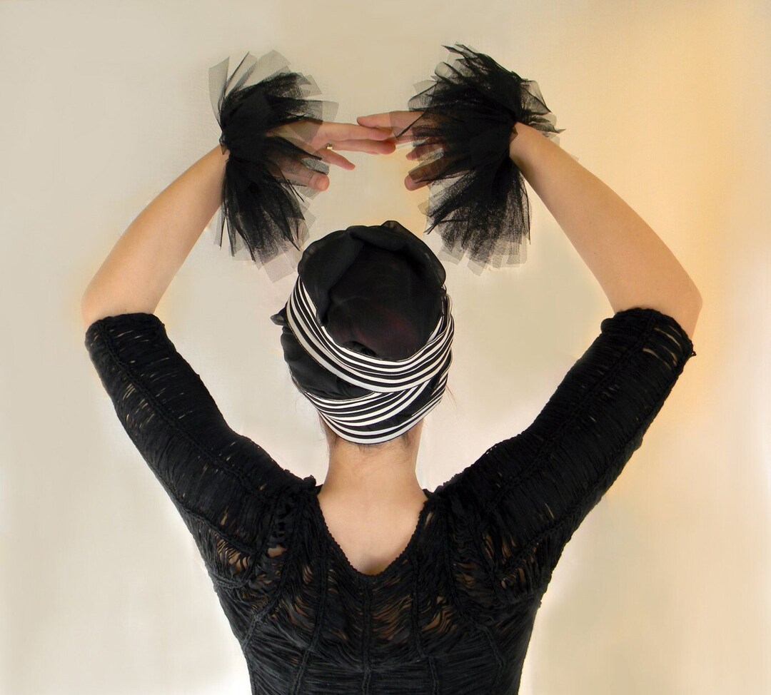 Tattered Tutu Wrist Cuffs Black Tulle Swan Ballet Costume Armbands ...