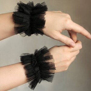Black Tulle Ruffle Cuffs Rococo Wrist Ruffs for Festivals or Themes ...