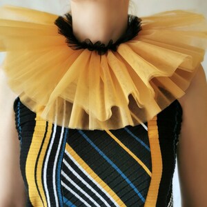 Wide Ruff Collar Pierrot Clown Tulle Neck Ruff in Mustard and Black ...