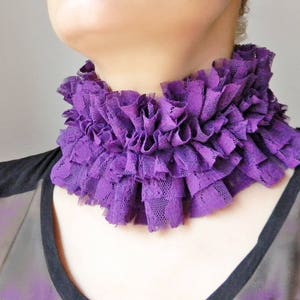 Collar Lace Ruffle in Purple Renaissance Neck Ruff Elizabethan Cosplay ...