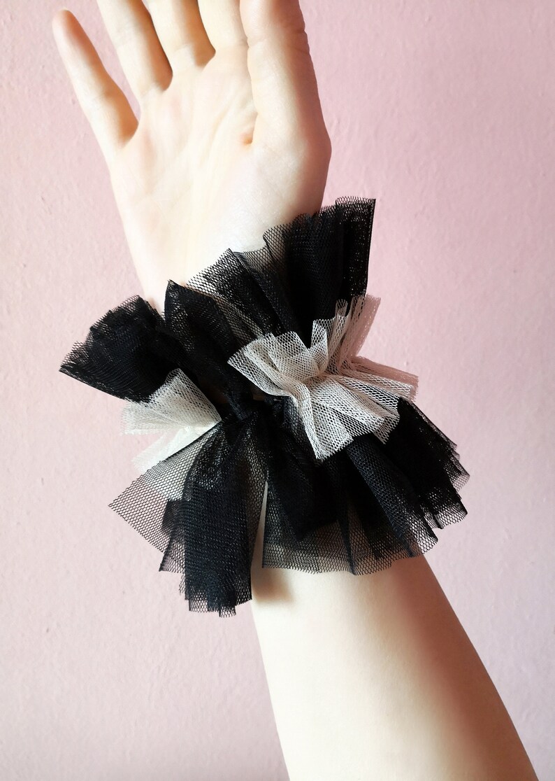Renaissance Circus Clown Black Tulle Ruffle Cuffs Renaissance - Etsy