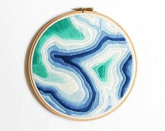 Mam Tor topographic map embroidery. Peak District topography | Etsy