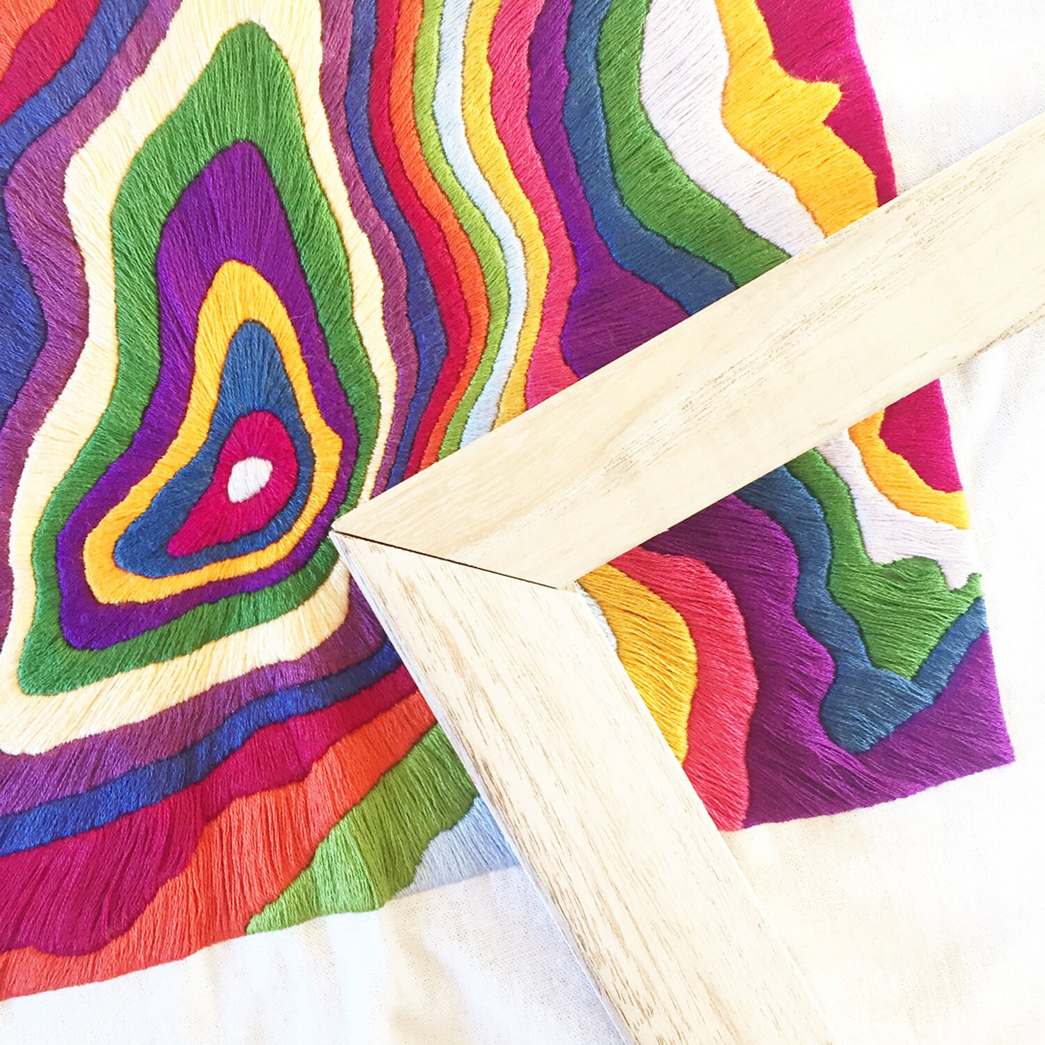 Mam Tor Topographic Map Embroidery, Peak District Bright Wall Art ...