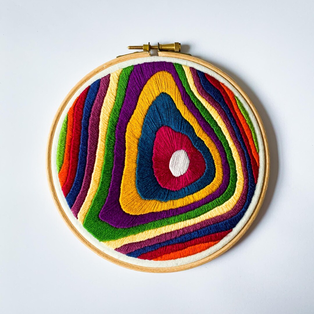 Snowdon Mountain Topographic Map Embroidery, Handmade Mountain Art ...